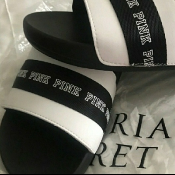PINK Victoria's Secret | Shoes | Rarepink Vswhiteblack Pink Logo Strip ...